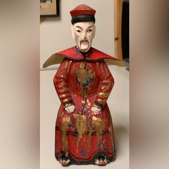 Art | Vintage Hand Carved Wooden Seated Oriental Asian Chinese Emperor ...